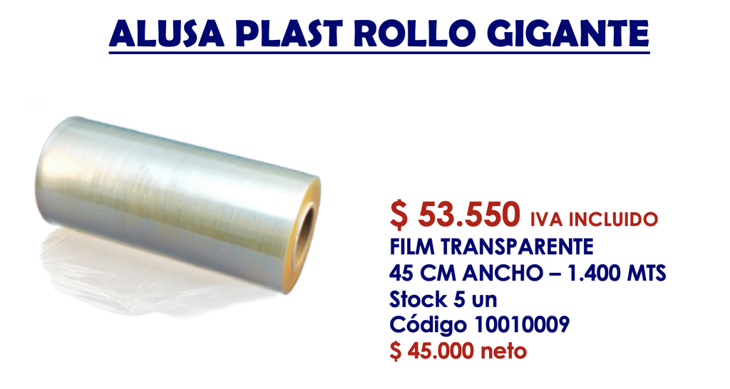 Alusa Plast 45Cm X 1400Mts | Higiene Futura